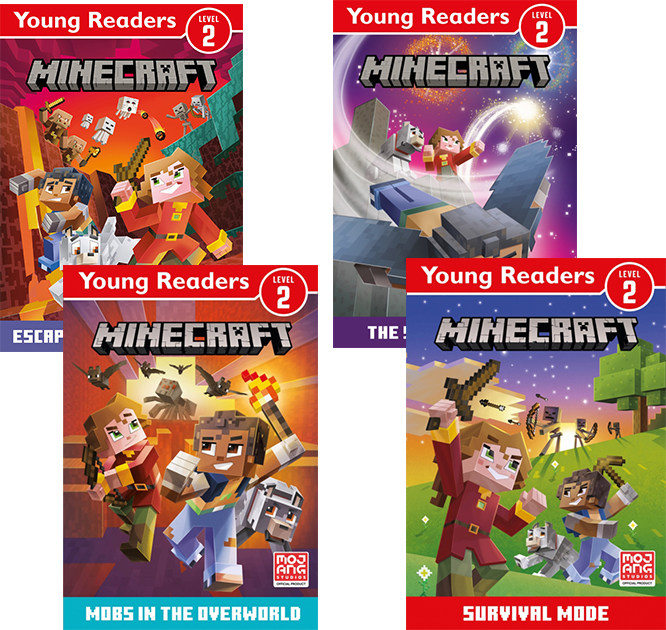 预售我的世界分级读物2级英文原版 Minecraft Young Readers Level 2 4册儿童冒险游戏故事书_虎窝淘