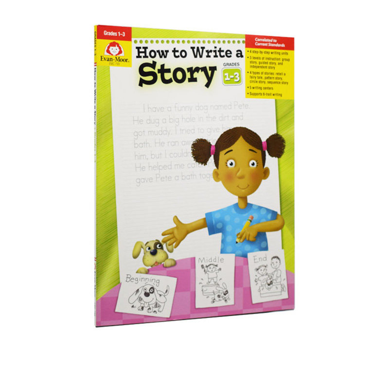 英文原版 How to Write a Story Grades 1-3如何写故事美国加州教辅小学生练习册 Evan Moor_虎窝淘