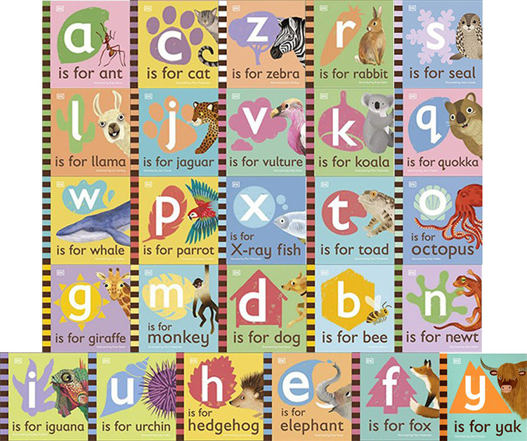 英文原版 DK Alphabet A is for Ant- Z is for Zebra纸板书 26册合售 0-3岁幼儿英文字母单词认知启蒙 ...