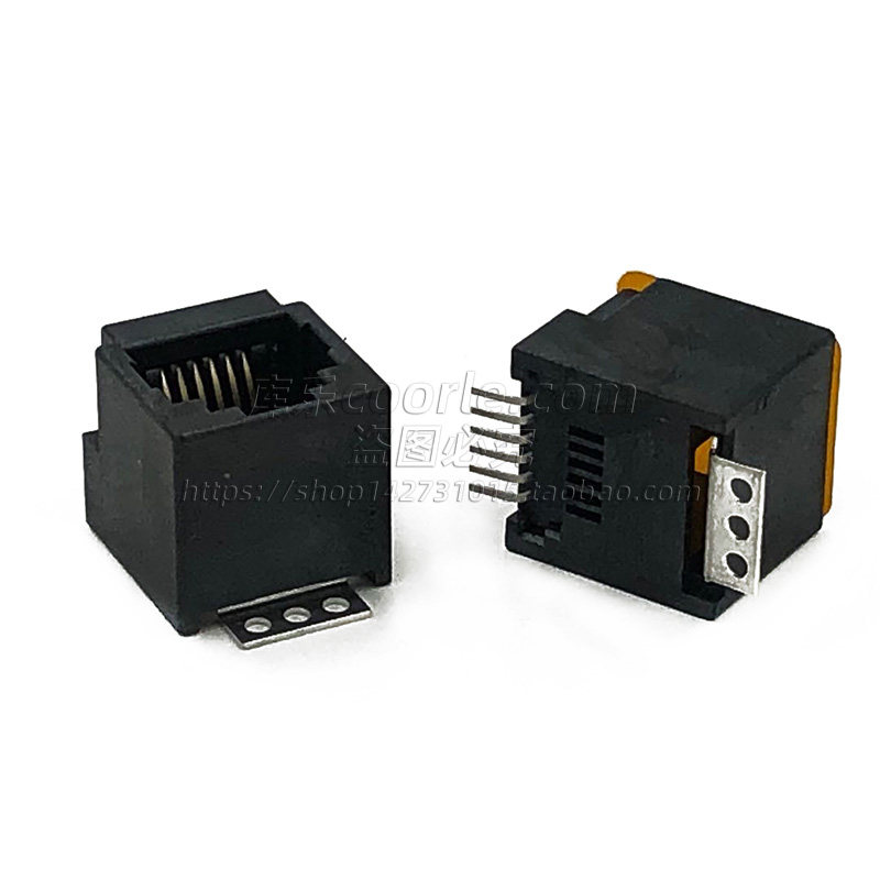 623SMT-RJ25插座6P6C接口 180度立式贴片式RJ12座子直插LCP料RJ11_虎窝淘