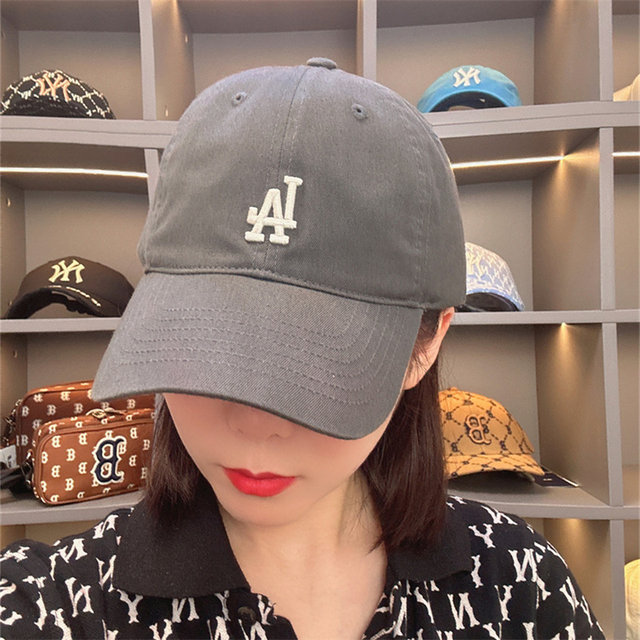 Korean MLB hat authentic baseball cap new era peaked cap ny summer new charcoal gray soft top ...