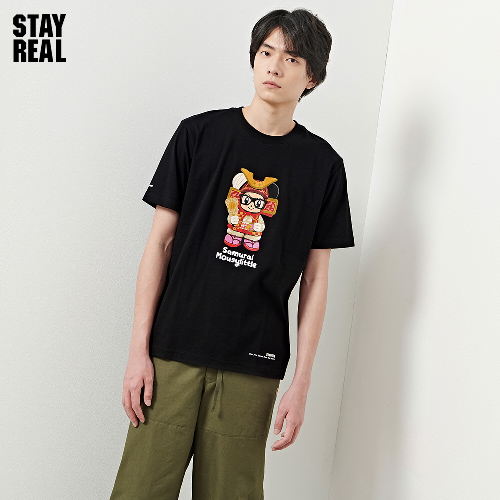 STAYREAL武士鼠小小T恤潮牌男女情侣ins休闲棉运动短袖学生上衣_虎窝淘