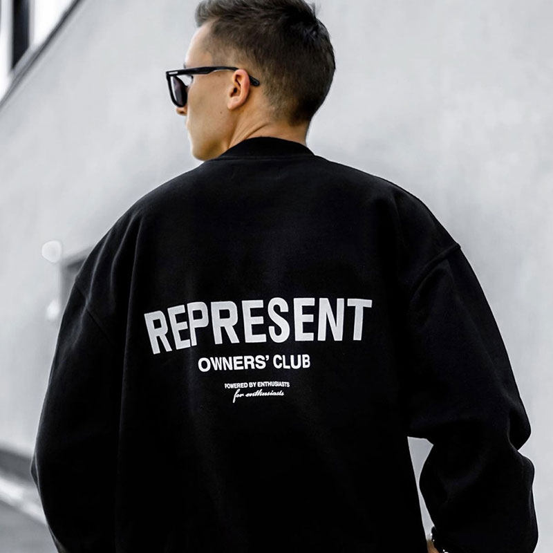 REPRESENT LIFE小标基础潮流圆领卫衣宽松休闲高街男百搭长袖FOG_虎窝淘