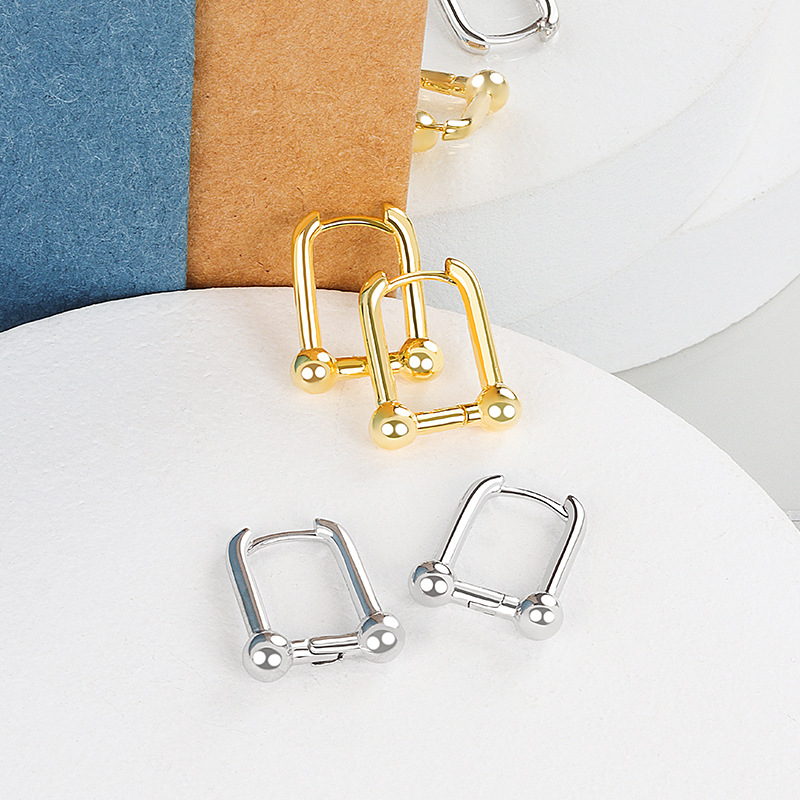 新潮款肯豆同款耳环u型S925纯银耳钉ins网红个性简约时髦耳坠女_虎窝淘