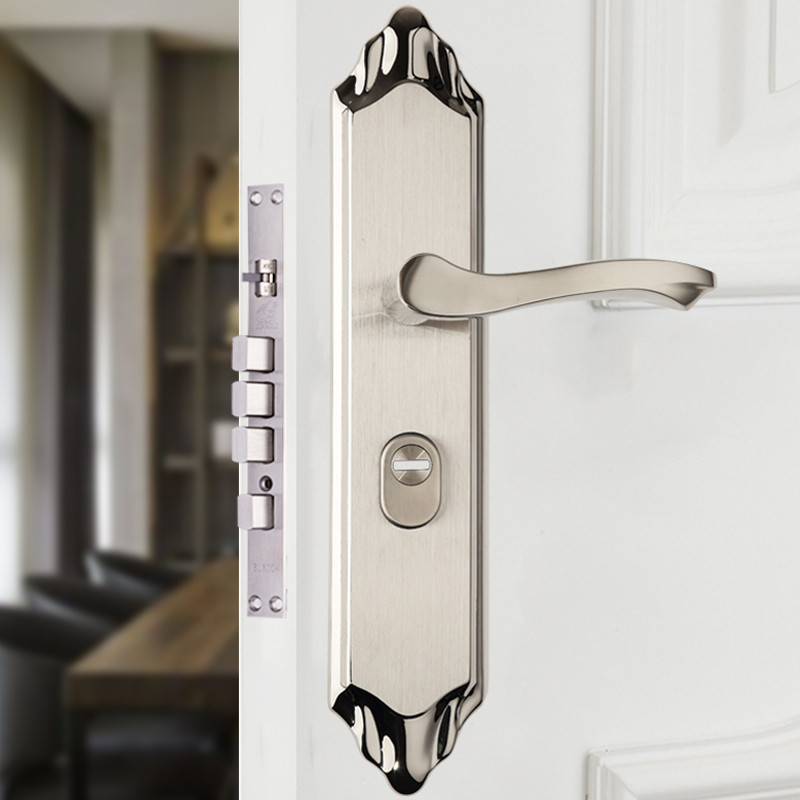 304不锈钢防盗门锁套装双快门把手锁体木门锁大门机械锁具家用_虎窝淘