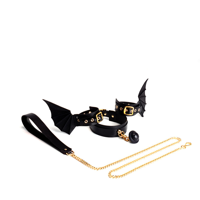 SM项圈定制刻字真皮皮铃铛k9套装外出手铐眼罩项圈牵引女m_虎窝淘