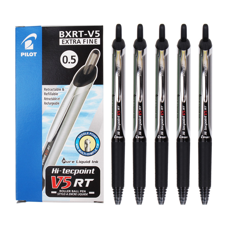 日本PILOT百乐BXRT-V5开拓王针管式中性笔0.5MM水性笔学生考试专用按动签字黑色bxs-v5rt笔芯官方旗舰店官网_虎窝淘