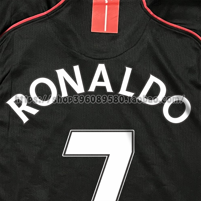 红魔0708力曼联复古球衣长袖客场7号C罗短袖足球服10号鲁尼欧冠版_虎窝淘