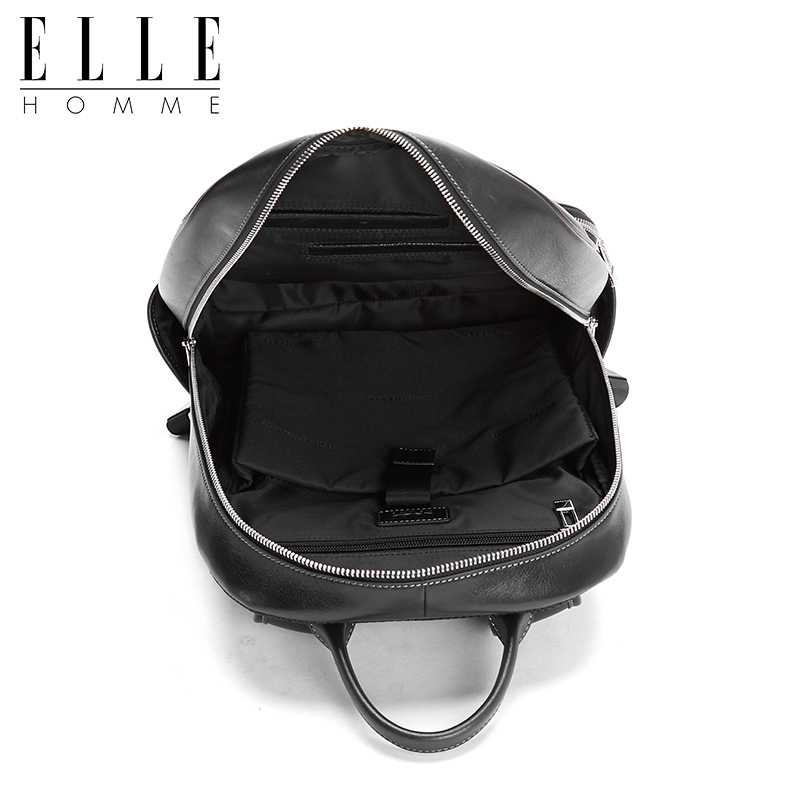 ELLE HOMME男士新款真皮双肩背包法式轻奢简约青年大容量电脑背包_虎窝淘