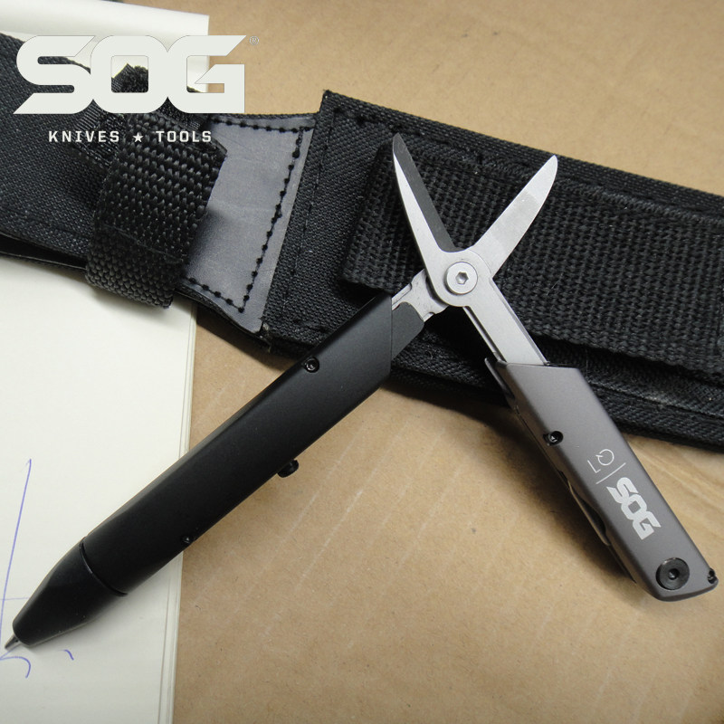 SOG索格BATON Q1/Q2/Q3/Q4多功能战术笔剪刀折叠小刀迷你手电_虎窝淘