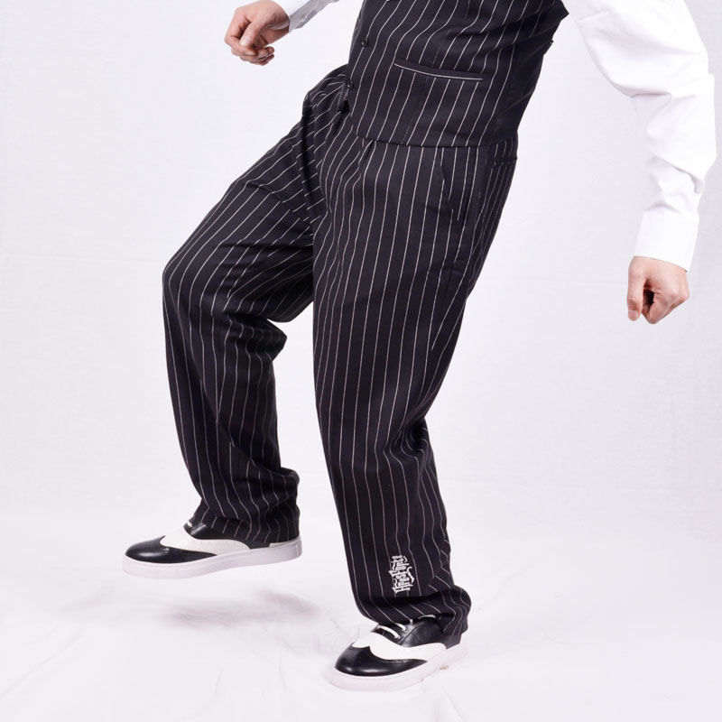 Popping黑白条纹西裤HIPHOP裤子西海岸locking宽松嘻哈机械舞表演_虎窝淘