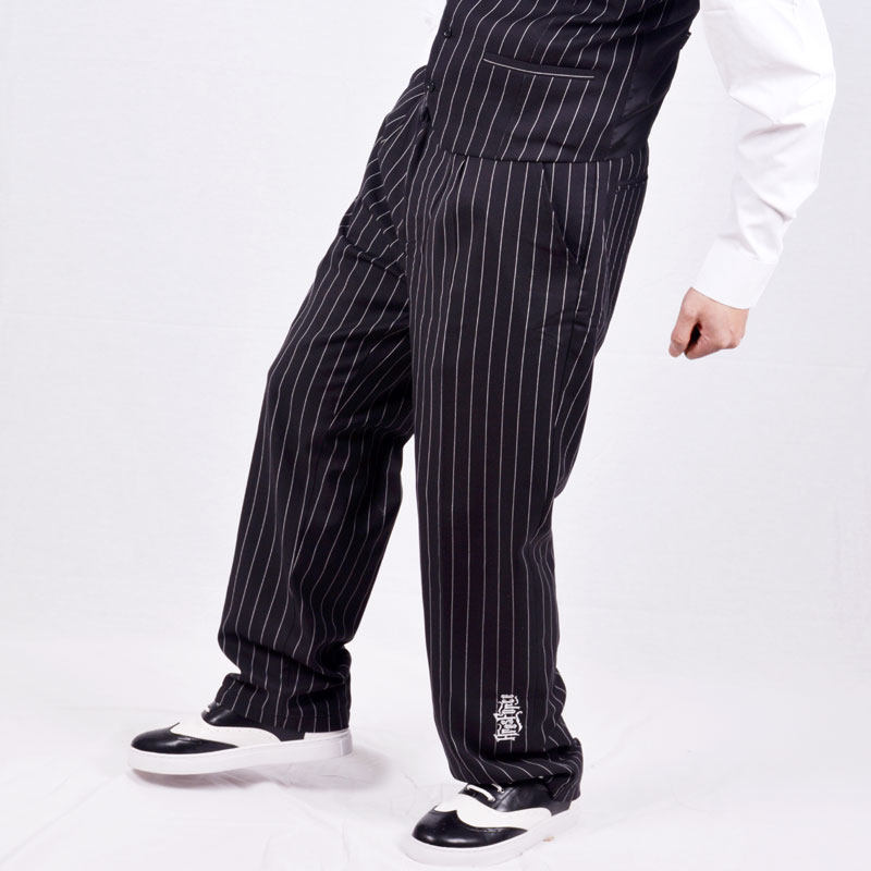 Popping黑白条纹西裤HIPHOP裤子西海岸locking宽松嘻哈机械舞表演_虎窝淘