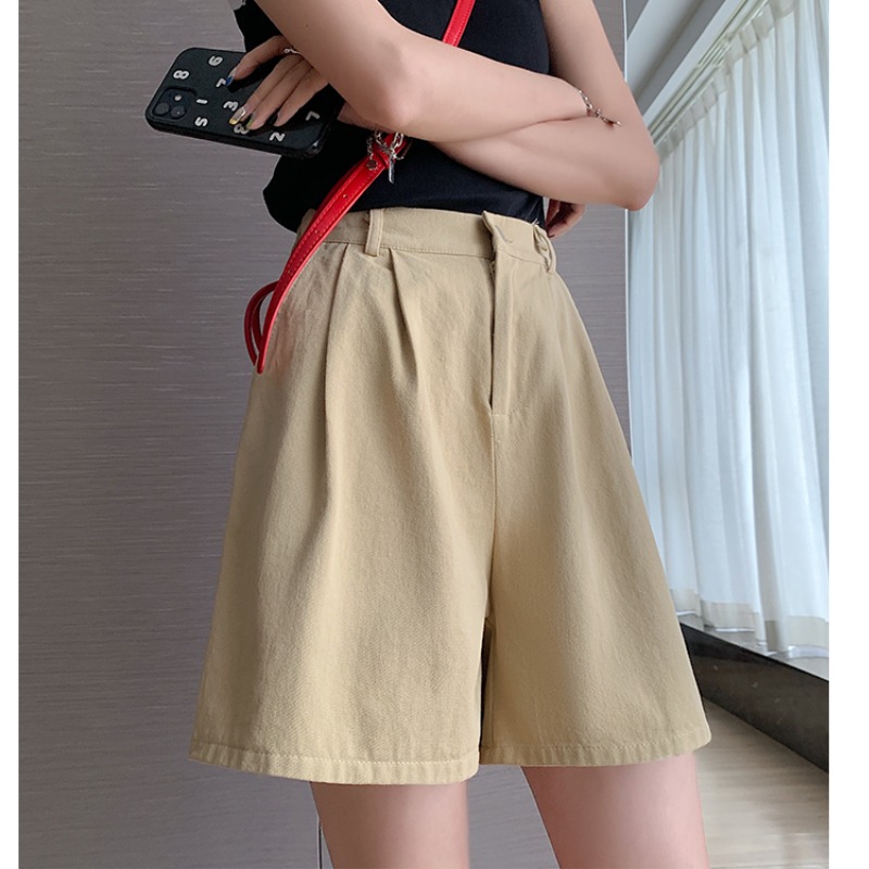 S-4XL！胖MM大码女装休闲短裤夏季宽松百搭a字高腰阔腿五分裤子潮_虎窝淘