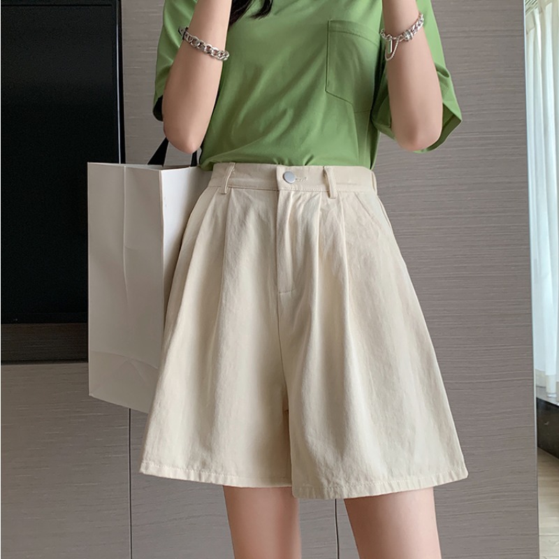 S-4XL！胖MM大码女装休闲短裤夏季宽松百搭a字高腰阔腿五分裤子潮_虎窝淘