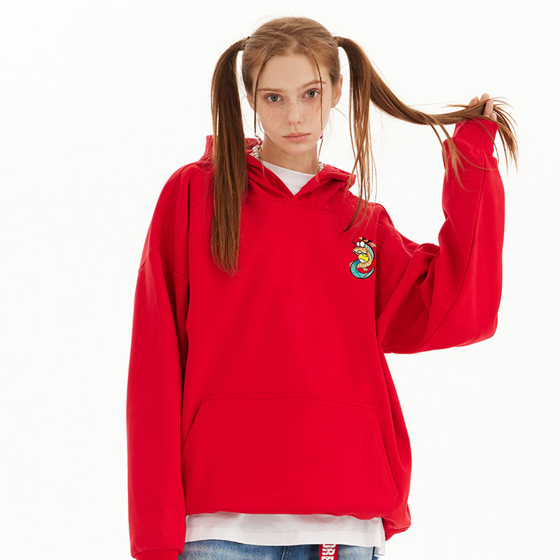 NUTHINK X一条好龙联名龙年本命年红色连帽卫衣男国潮春季外套潮_虎窝淘