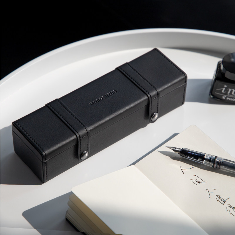 笔盒女ins日系高颜值笔袋男无印风 简约皮设计师大学生网红文具盒_虎窝淘