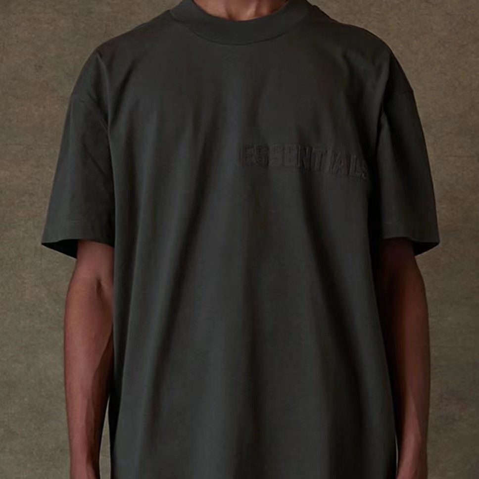 FOG Essentials FW22字母印花植绒Logo宽松圆领套头短袖T恤tee_虎窝淘