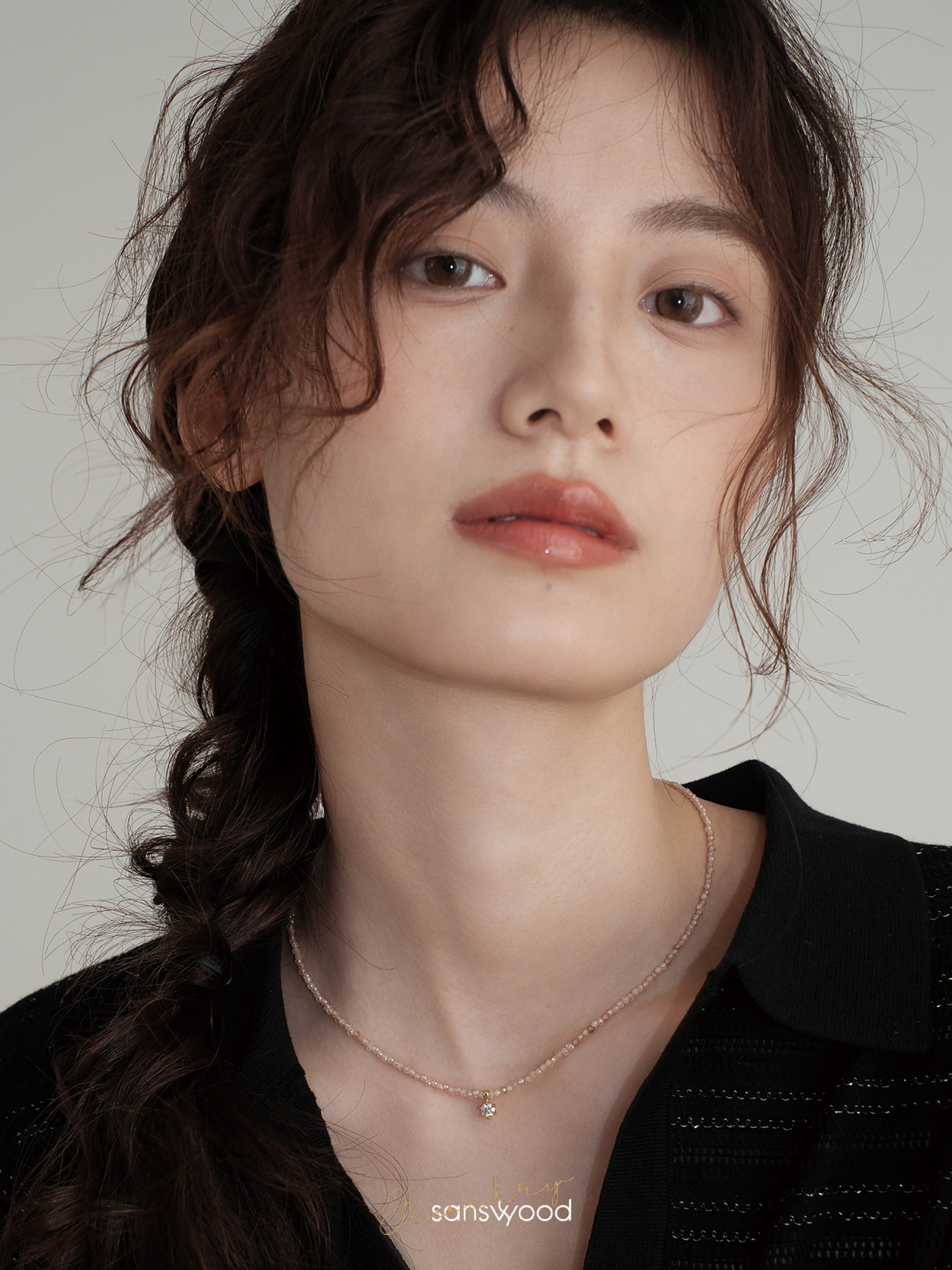 sanswood《歌剧魅影》轻奢精致香槟水晶锆石莫桑石串珠项链女春夏_虎窝淘