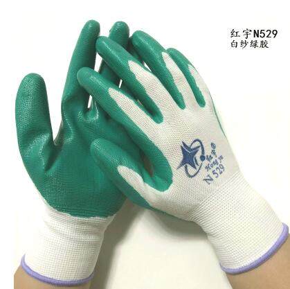 恒昌红宇n529劳保手套浸胶橡胶丁晴耐磨防水防油防滑干活工作胶皮_虎窝淘