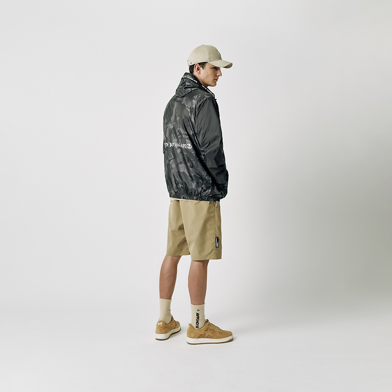 Aape旗舰店男装春夏猿颜徽章纯色简约印花松紧休闲短裤6838XXI_虎窝淘