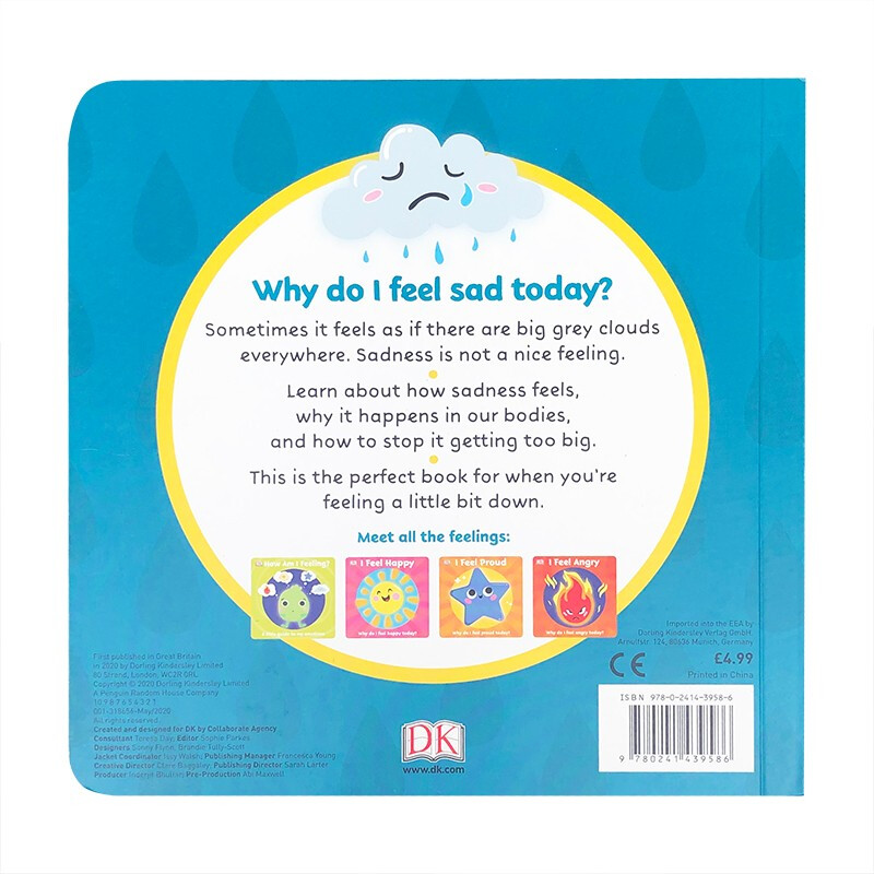 DK First Emotions Why Do I Feel Sad Today我很伤心在雨云里我感到悲伤英文原版纸板书启蒙表情包 0-3 ...