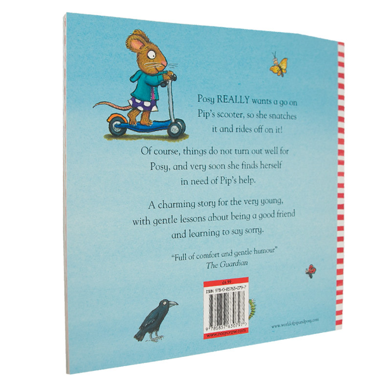 波西和皮普滑板车英文原版 Pip and Posy: The Super Scooter平装大开本儿童图画书赠原版音频_虎窝淘