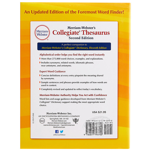Pre -sale of Merriam Websters Collegiate Thesaurus University Ci ...