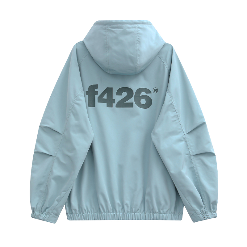 【F426官方店】国潮牌春季美式情侣宽松工装连帽后背LOGO夹克外套_虎窝淘