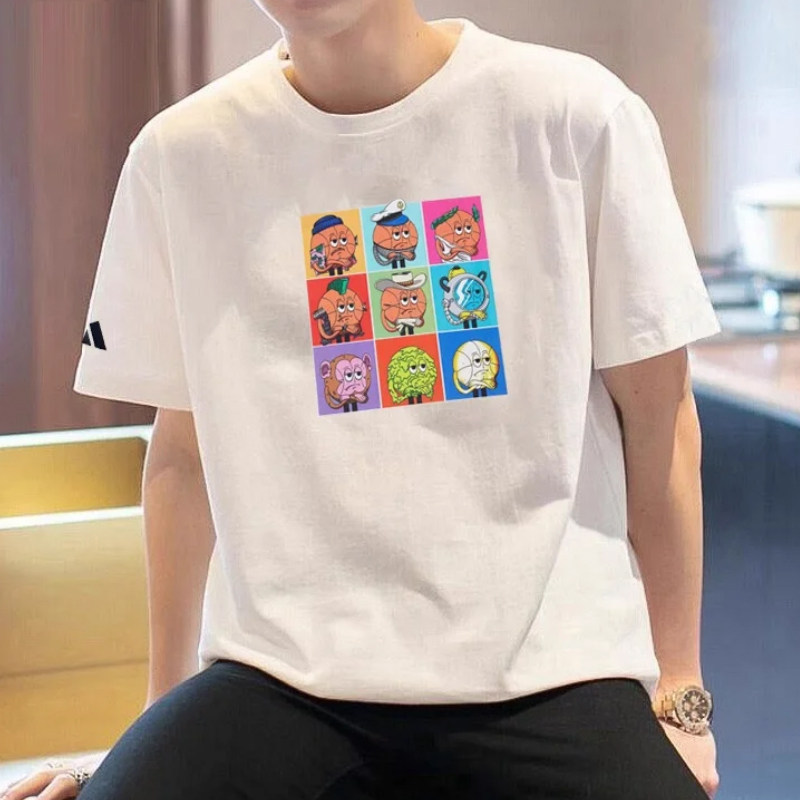 阿迪达斯男女短袖卡通印花针织圆领运动休闲篮球半袖运动T恤