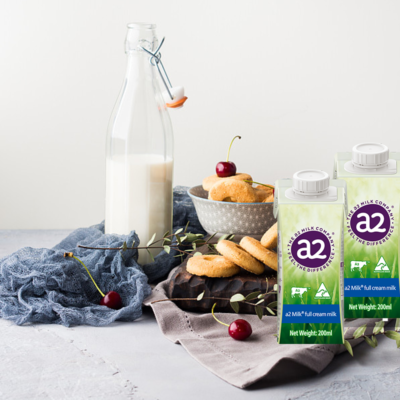 a2澳大利亚进口全脂纯牛奶无蔗糖营养早餐常温奶UHT整箱200ml24盒_虎窝淘