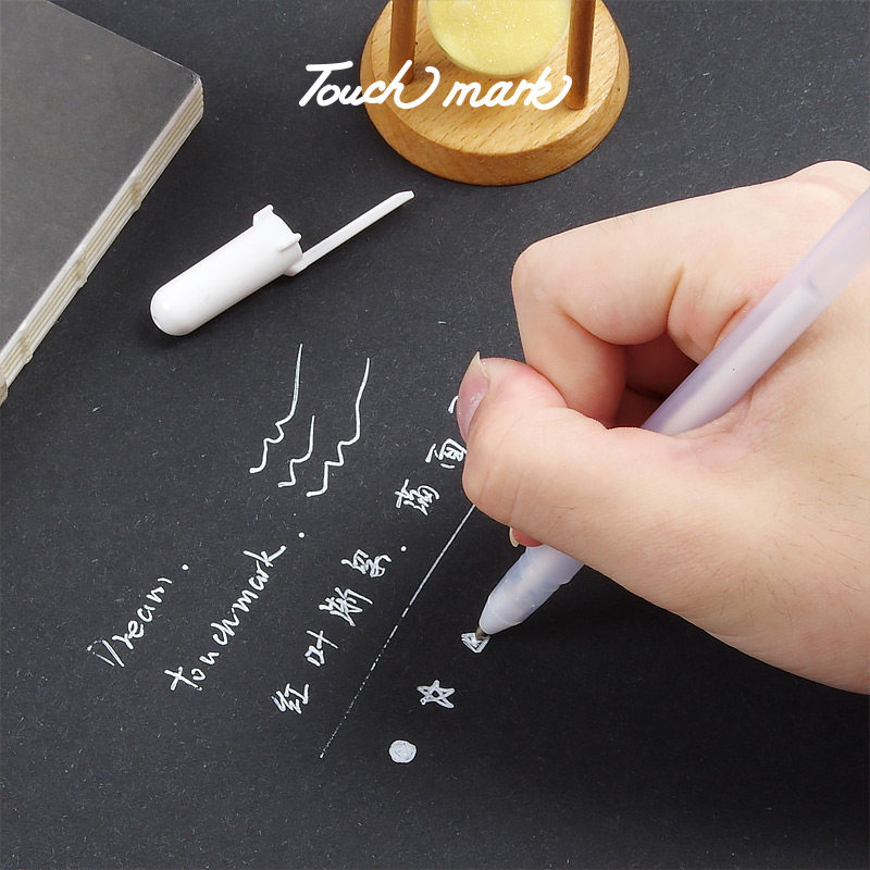 Touch mark美术高光白笔手绘设计上色标记白色记号笔创意绘画笔diy波晒笔黑卡纸写字点缀白线笔学生涂鸦手账_虎窝淘
