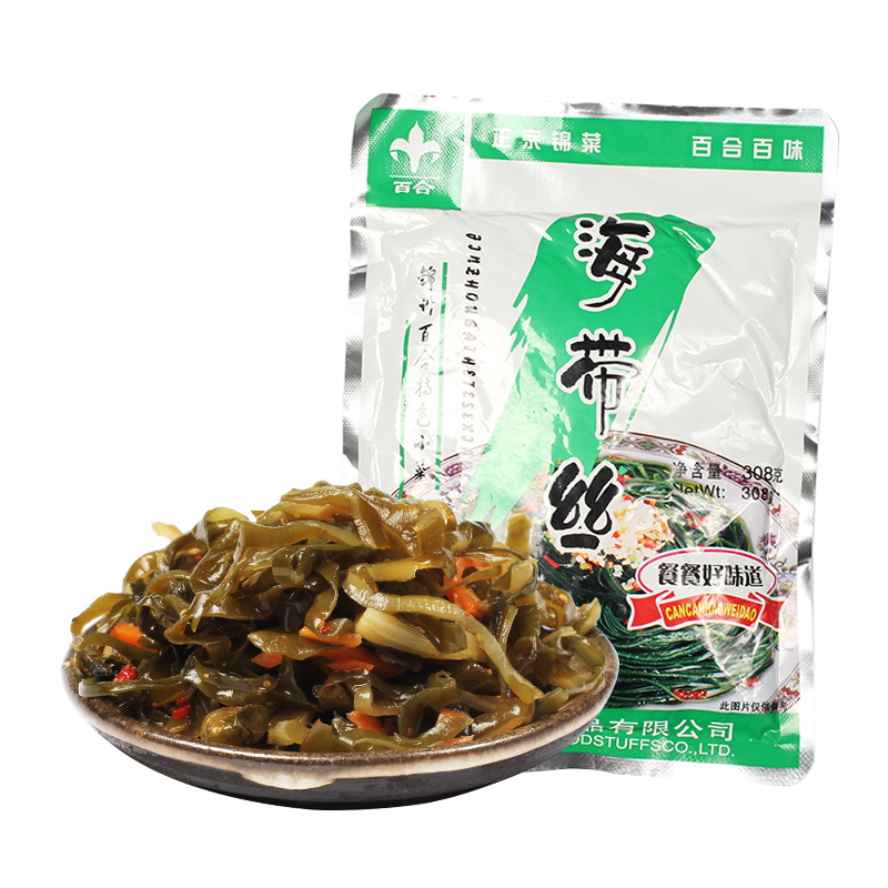 锦州百合小菜海带丝裙带菜海菜拌菜小咸菜包邮下饭菜开胃咸菜268g_虎窝淘
