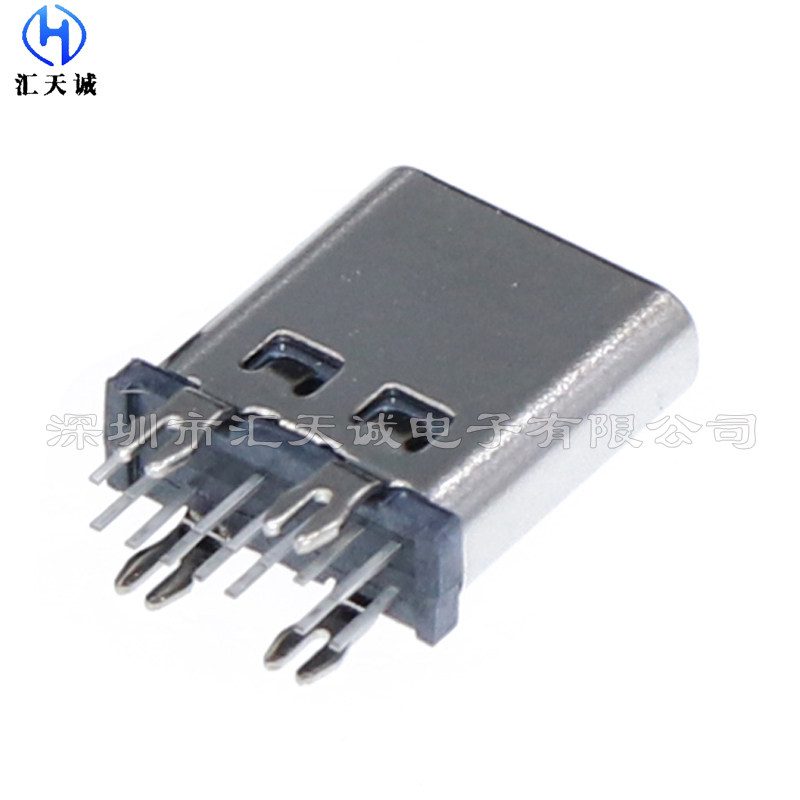 Type-c母座 USB3.1母座 14P 180度立式直脚直插鱼叉固定脚接口_虎窝淘