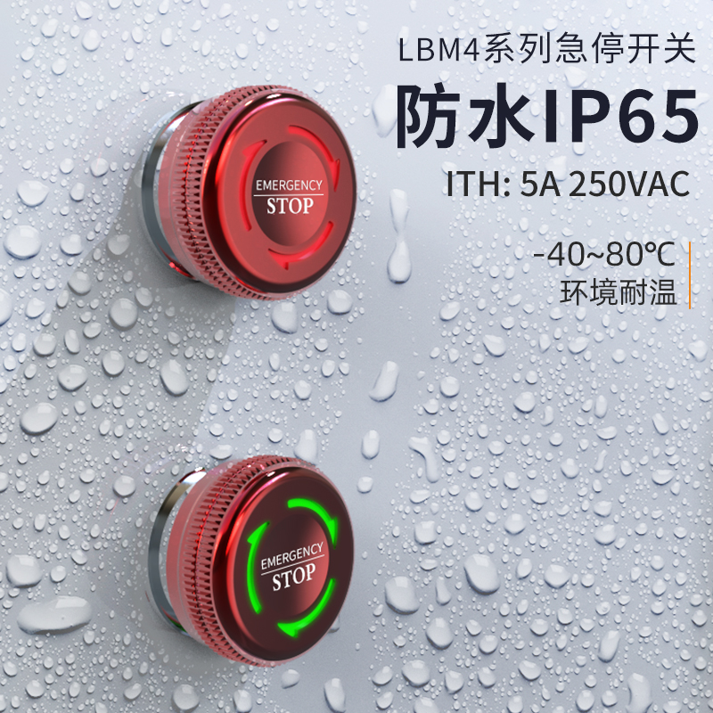 蓝波新品带灯双色金属急停按钮开关16 19 22mm蘑菇头保持定制防水 虎窝淘