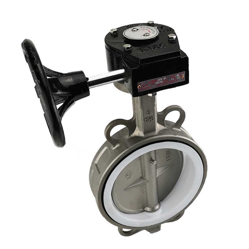不锈钢四氟对夹式蝶阀D371F-16P D71F全不锈钢涡轮蝶阀手柄蝶阀_虎窝淘
