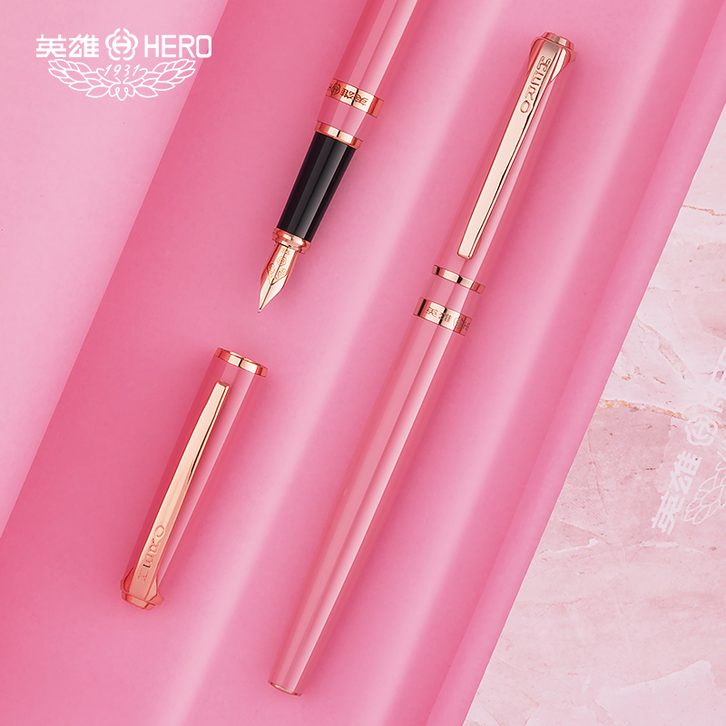HERO英雄钢笔女H701官方正品10K金笔成人商务女士办公书写练字用书法笔送礼礼盒套装定制logo免费刻字_虎窝淘