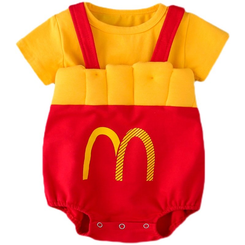 3-5-8-12个月新出生初生婴幼儿宝宝A类纯棉连体套装麦当劳衣服_虎窝淘