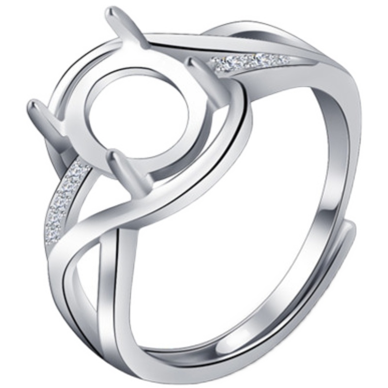 S925镀银男女椭圆形戒指空托女款镶嵌蜜蜡琥珀镀18K白金戒托空托_虎窝淘