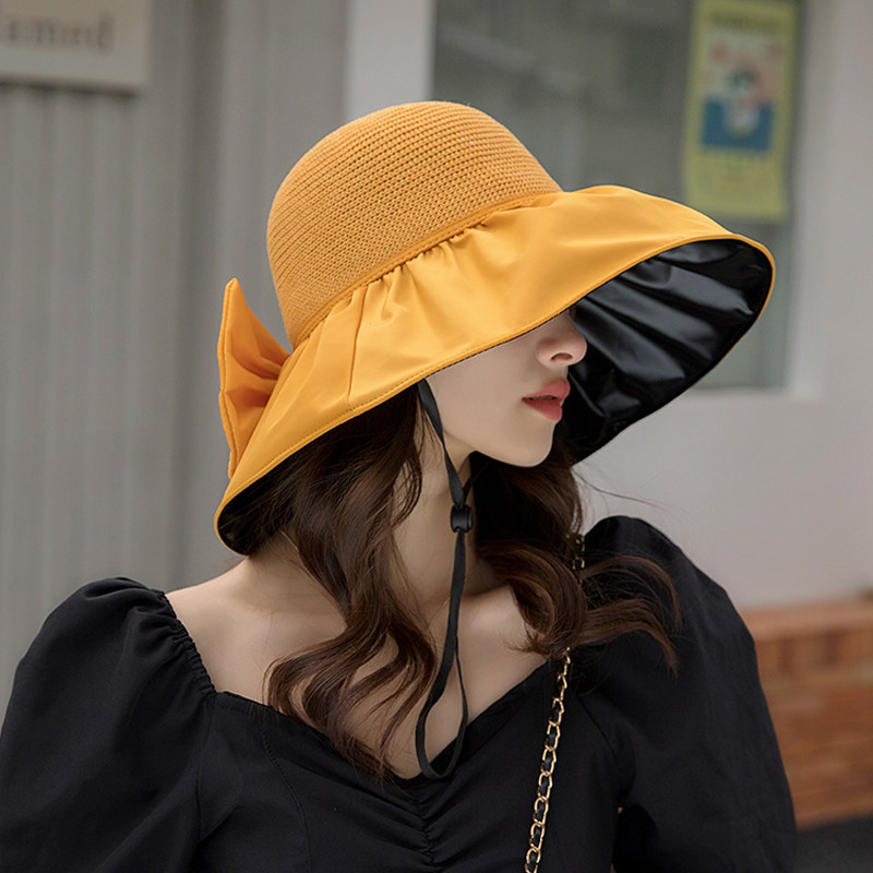 Summer New Women Bucket Hat UV Protection Sun Hats Solid Col_虎窝淘