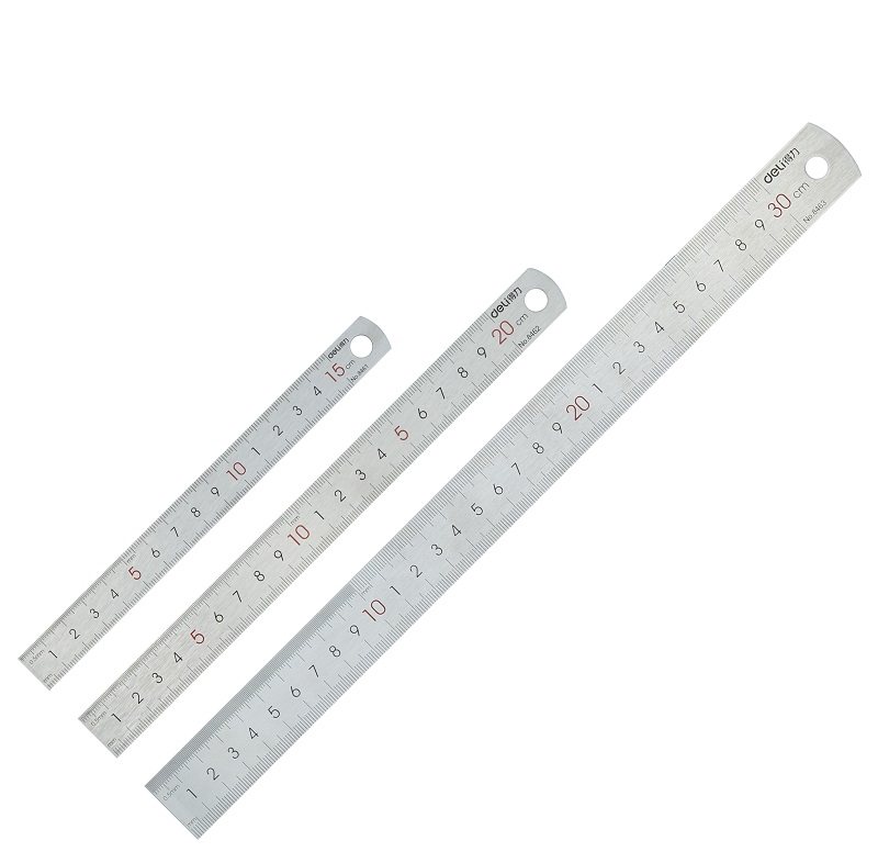 得力钢尺直尺不锈钢直尺子1米15/20/30/50cm加厚1.5/2米铁钢板尺_虎窝淘