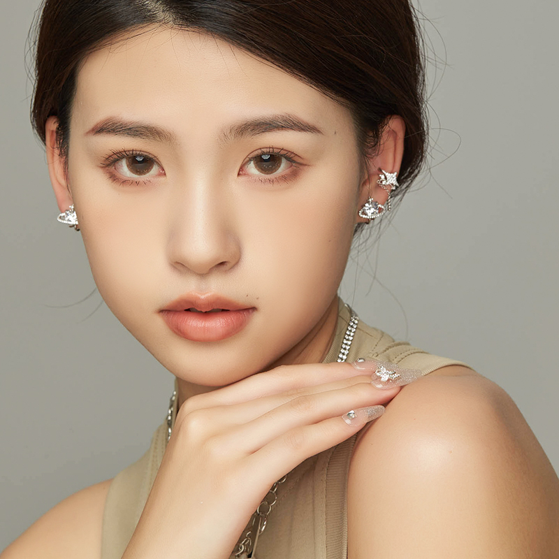 西太后锆石土星简约百搭无耳洞女蚊香盘耳夹耳骨夹甜酷日韩耳饰虎窝淘