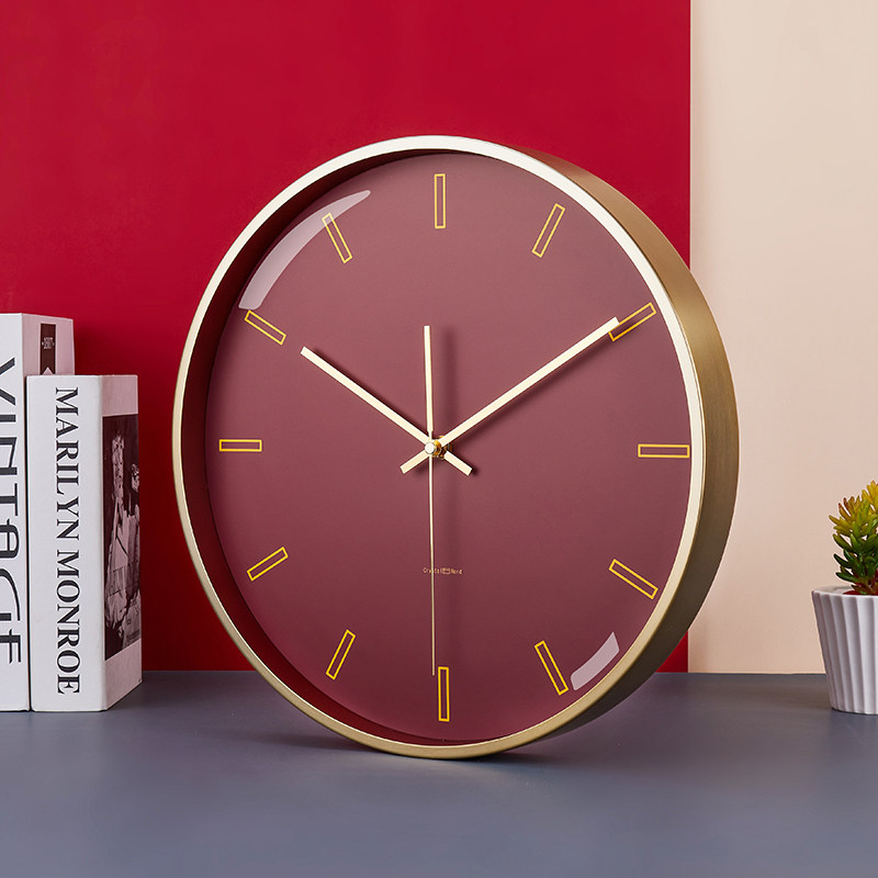 Crystal Nord红色喜庆轻奢钟表客厅挂钟时尚静音时钟创意挂墙装饰_虎窝淘