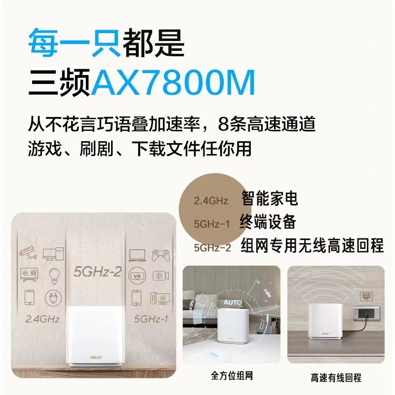 asus华硕灵耀AX7800分布式大户型家用千兆路由 WIFI6三频无线7800M AImesh组网全屋覆盖路由器_虎窝淘