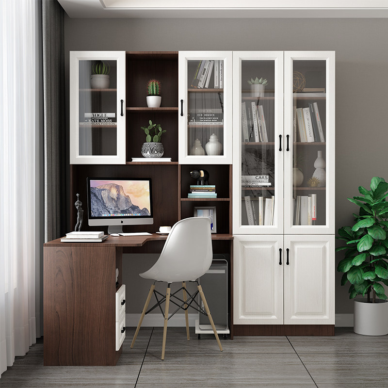 书桌书柜一体转角书架组合简易学生家用写字电脑桌