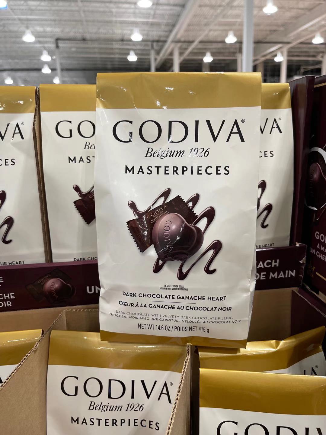 现货美国Godiva歌帝梵黑巧克力软心形夹心丝滑生日黑巧421g_虎窝淘