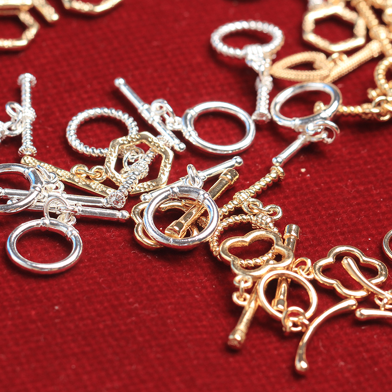 铜包14K金色浅金OT扣手链链接扣DIY珍珠项链扣收尾连接扣首饰材料_虎窝淘