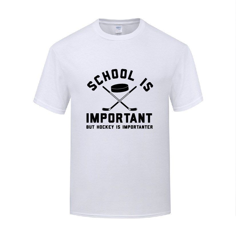 搞笑创意棉T恤男School is Important But Hockey is Importanter_虎窝淘