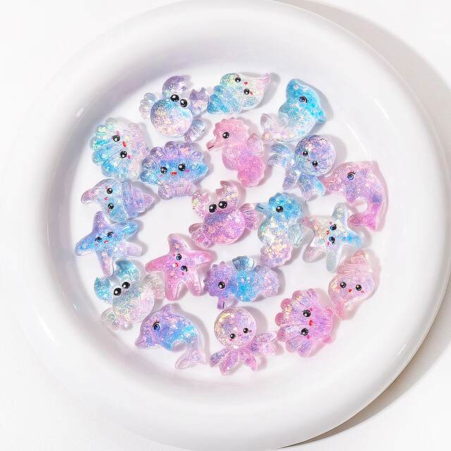 Crystal sequins marine animals cartoon starfish shell dolphin resin ...