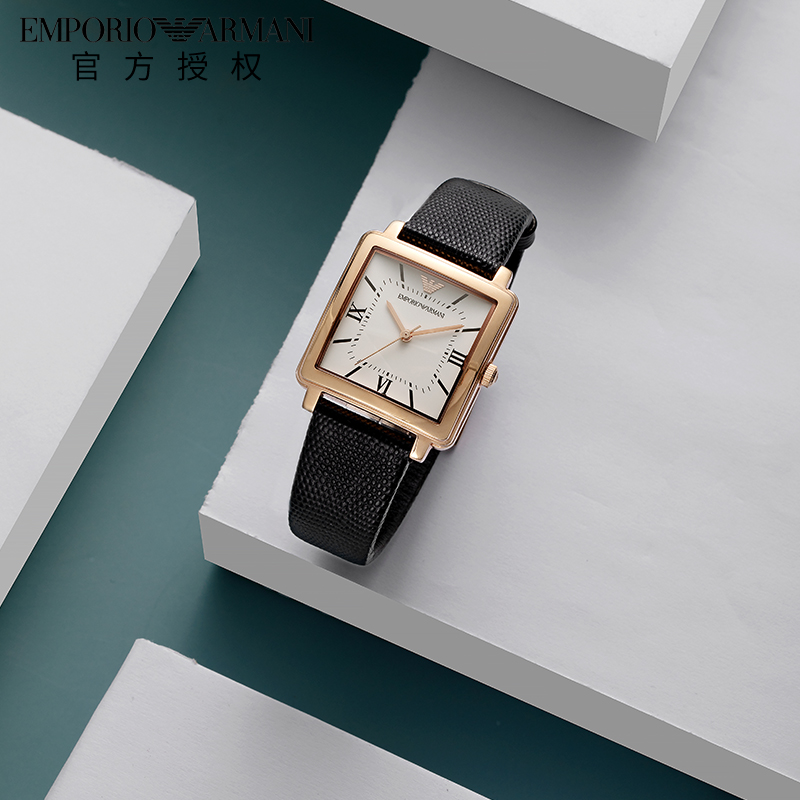 阿玛尼手表女时尚复古气质方盘ins风官方正品石英表送女友AR11067_虎窝淘