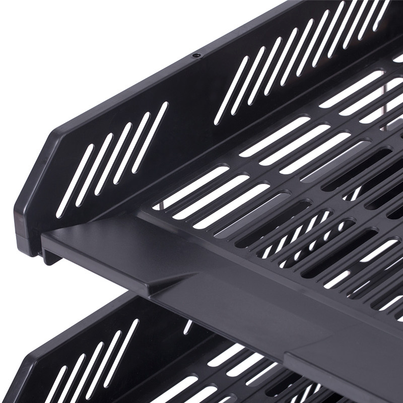 qd【办公采购批发】得力三层加厚文件架资料文件座收纳架办公用品档案筐多层桌面塑料书架简易桌上文件框资料_虎窝淘